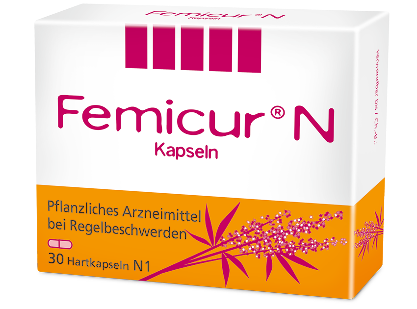 Femicur N - Pflanzliches Arzneimittel bei Regelbeschwerden.
